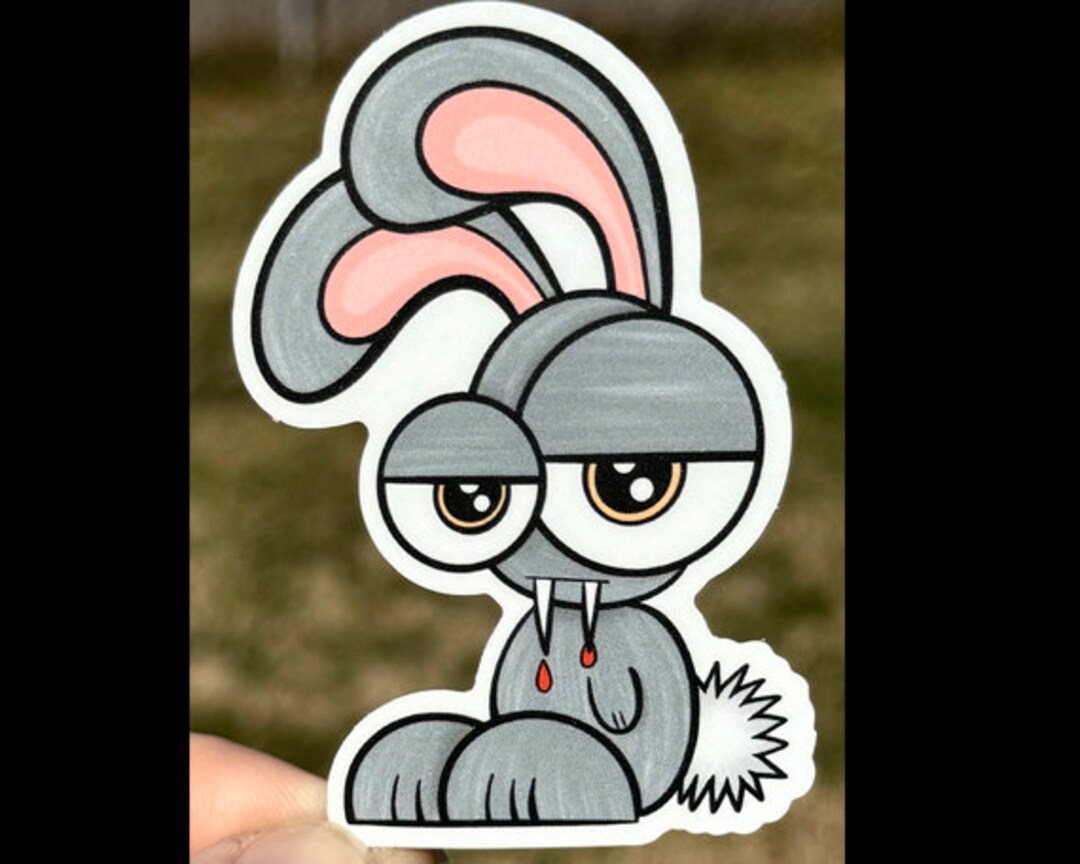 STICKER MATTE Unamused Vampire Rabbit Cartoon - Etsy
