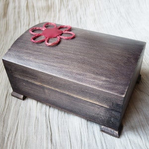 Grey Painted Wooden Box, Jewelry Box, Linden Wood Box, Natural Wood ...