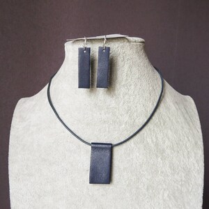 Geometric Leather Set, Rectangle Shape, Pendant Necklace, Leather ...