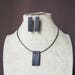Geometric Leather Set, Rectangle Shape, Pendant Necklace, Leather ...