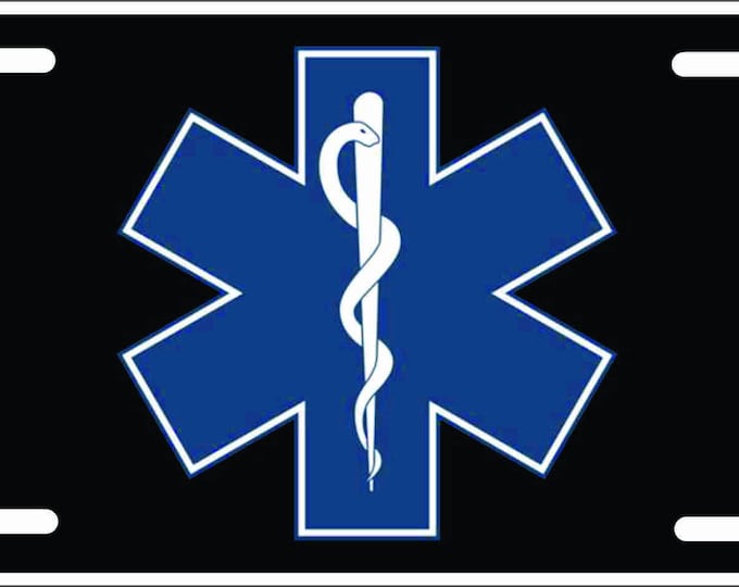 EMT Custom License Plate EMS Star of Life Black - Etsy