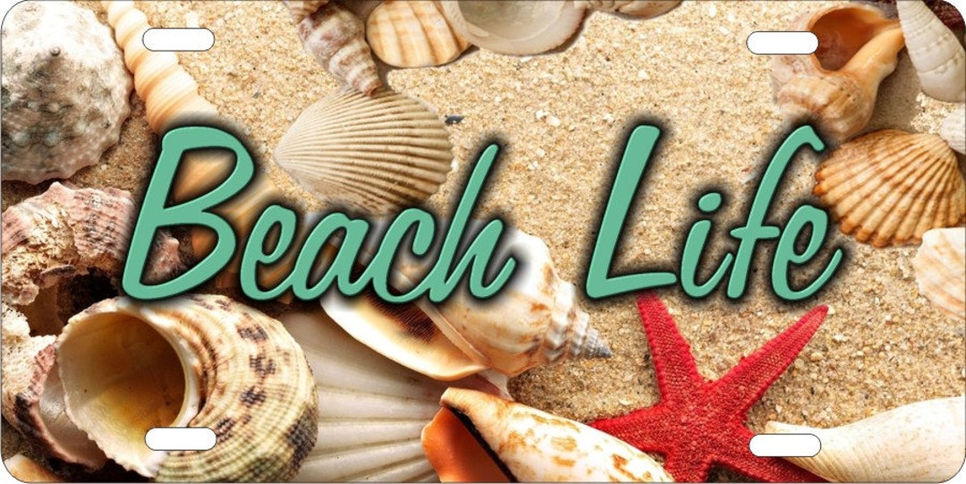 Personalized Beach Life License Plate: Seashells & Starfish Car Tag - Etsy