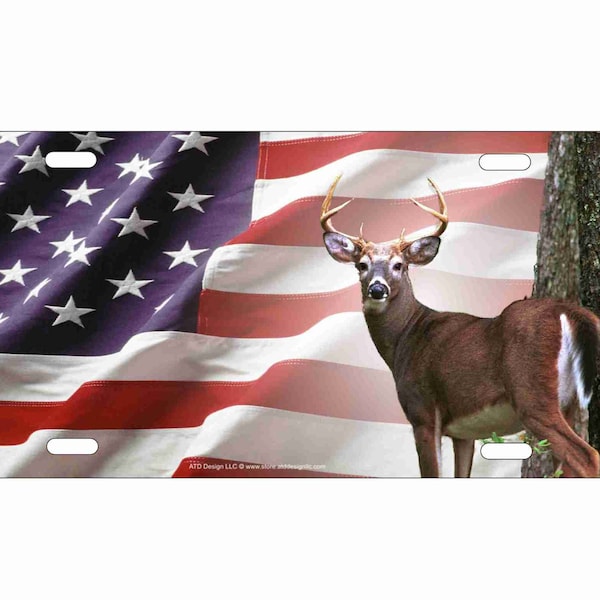American Flag and Deer License Plate - Etsy