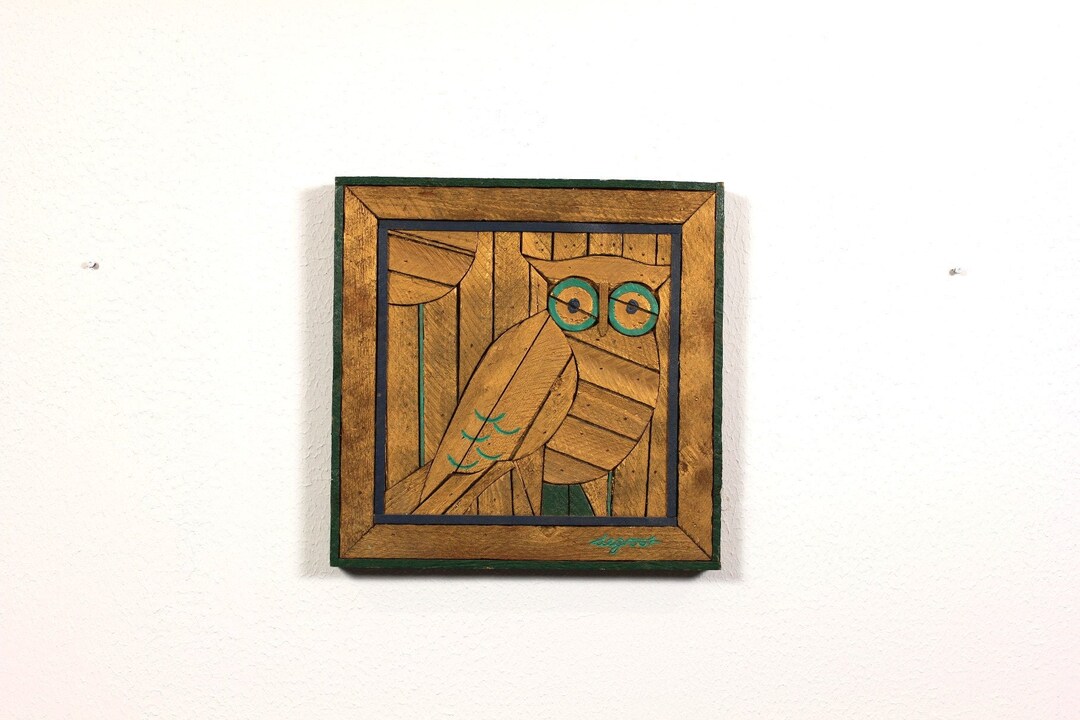 Mid Century Degroot Owl Wood Lath Wall Art Hanging by Theodore Degroot ...