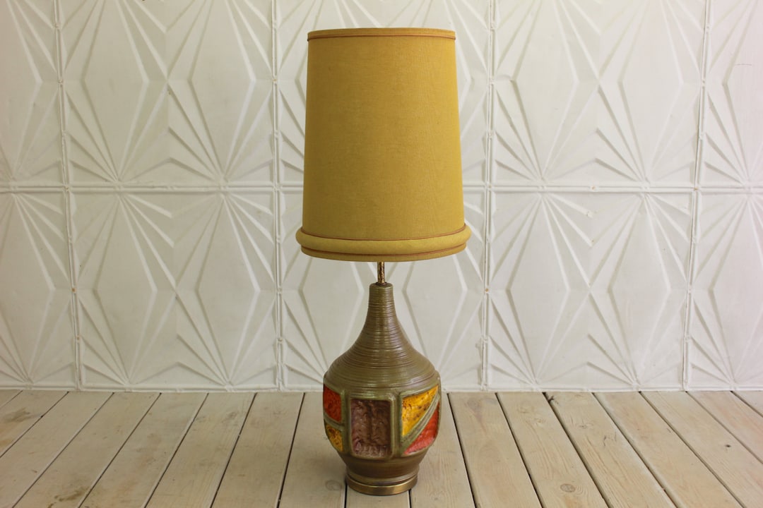 Vintage Plasto Mfg Co. Green Geometric Color Block Lamp Large Tall ...