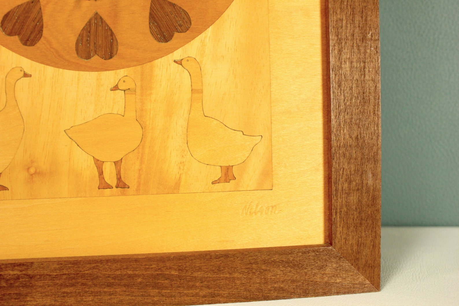 Jeff Nelson Wall Clock Marquetry Wood Inlay Geese Goose Duck - Etsy