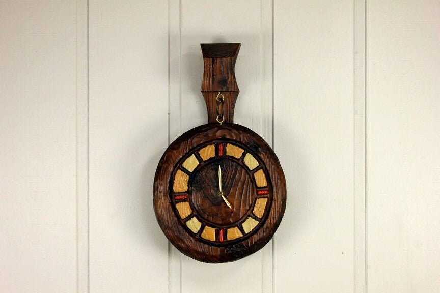 Mid Century Witco Hanging Clock Wood Tiki Wall Art Modern - Etsy Singapore