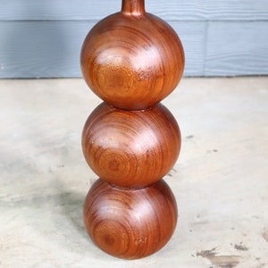 Mid Century Danish Pair Stacked Wood Sphere Table Lamp Walnut Wood ...