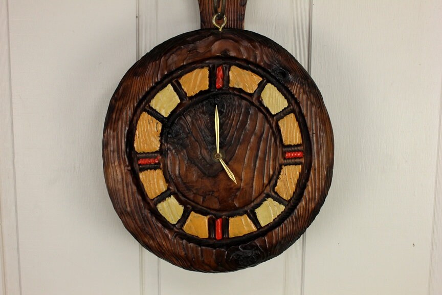 Mid Century Witco Hanging Clock Wood Tiki Wall Art Modern | Etsy