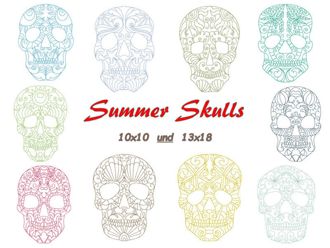 Embroidery File Summer Skulls - Summer Skulls - Etsy