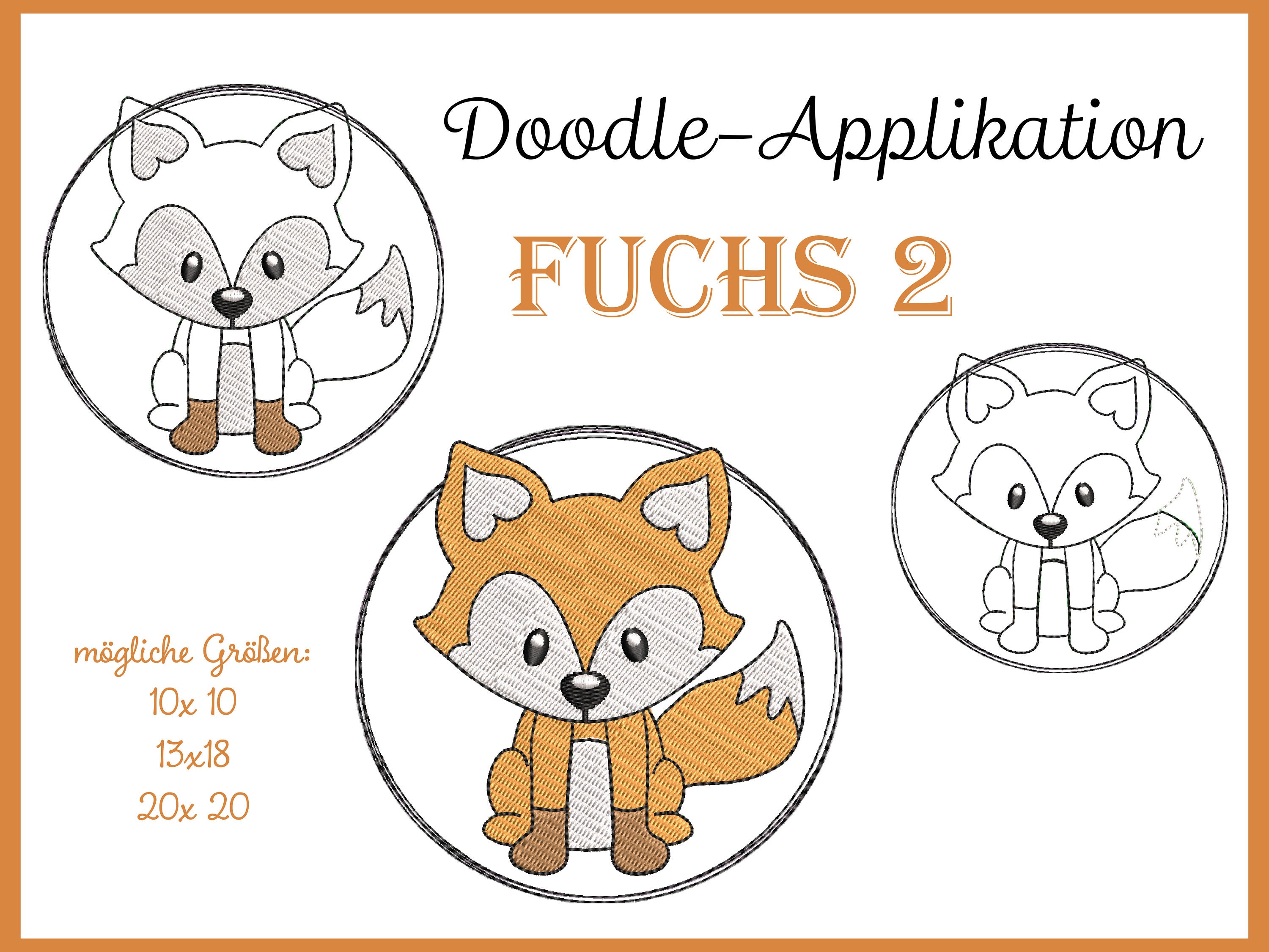 12 Button Stickdateien Fuchs Doodle & Vollstick | Etsy