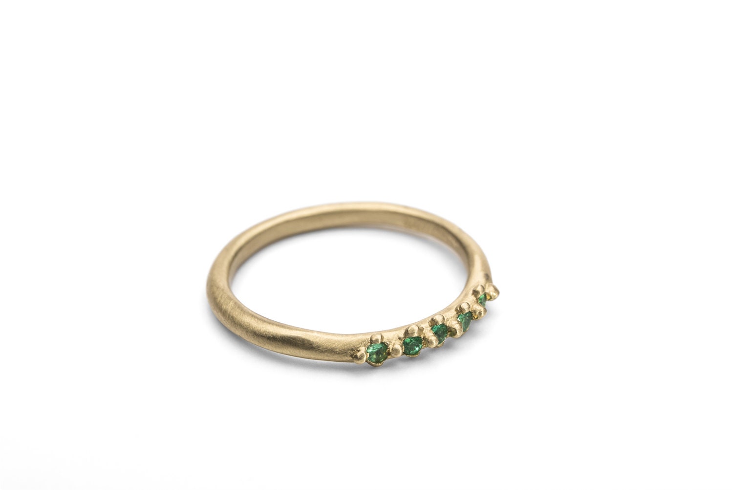 Natural Emerald Ring, Unique Handmade Gold Ring, 14k Gold Ring Set With ...