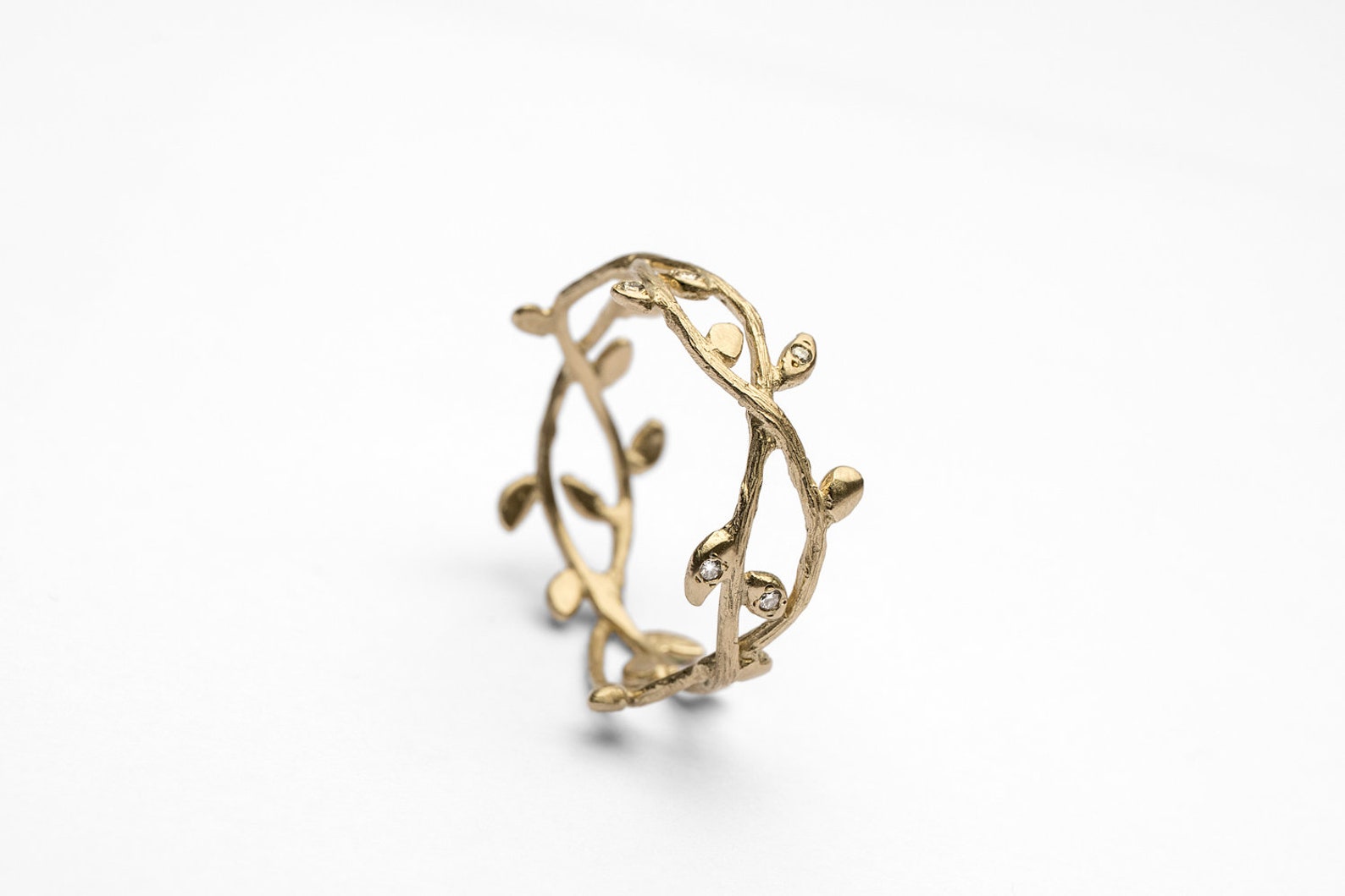 Nature Inspired Engagement Ring, Gold Rings for Women, 14K Gold Diamond ...
