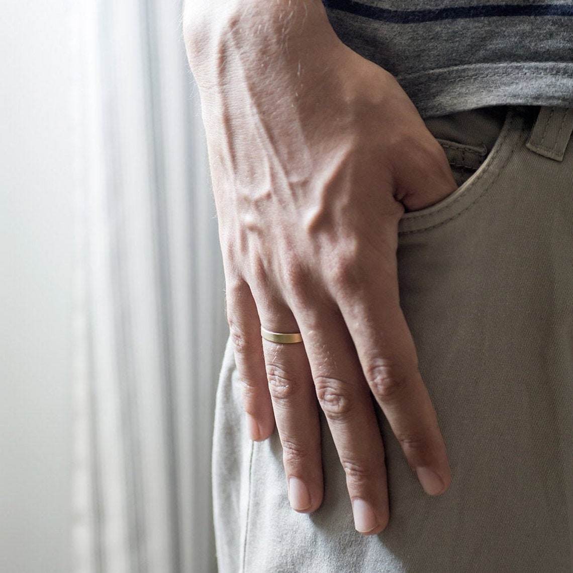 Mens Wedding Band Simple Gold Mens Ring Solid Gold Ring | Etsy