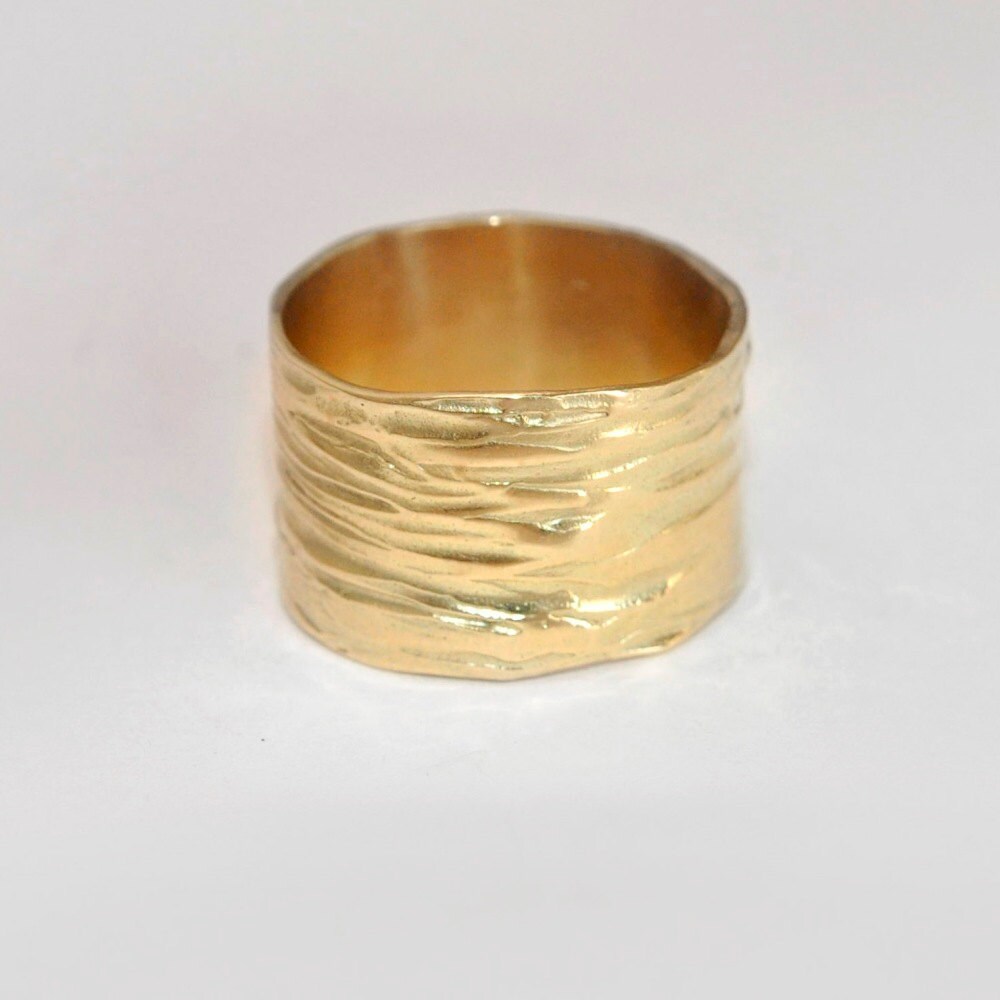 Wedding Band Wide Gold Wedding Band 14K Solid Gold Wave - Etsy