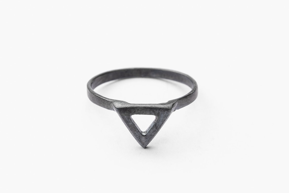 2-piece Sterling Triangular Ring | Silver & Oxidized (black) Silver ...