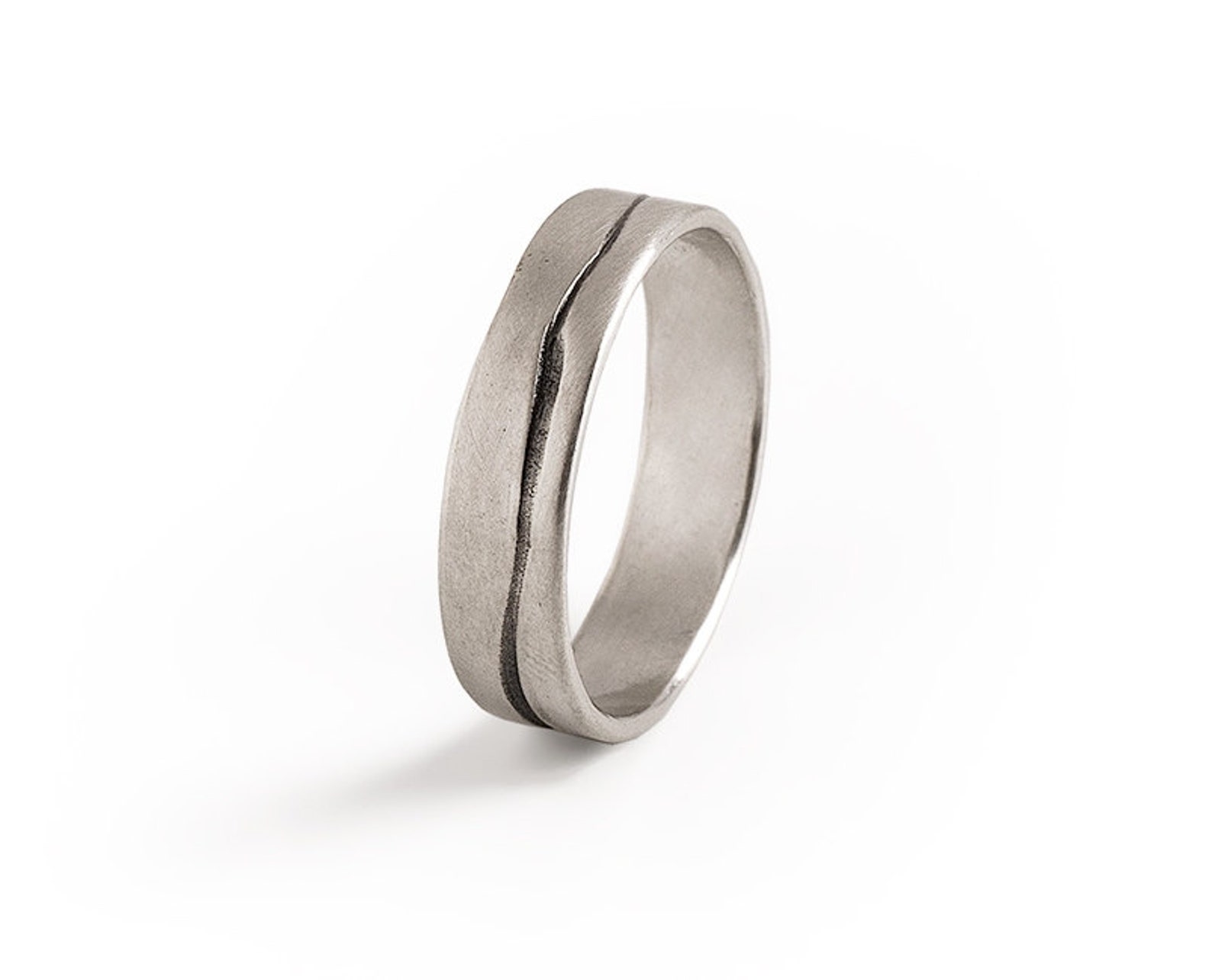 Men Grooved Ring, Mens Wedding Band,sterling Silver Wedding Ring ...