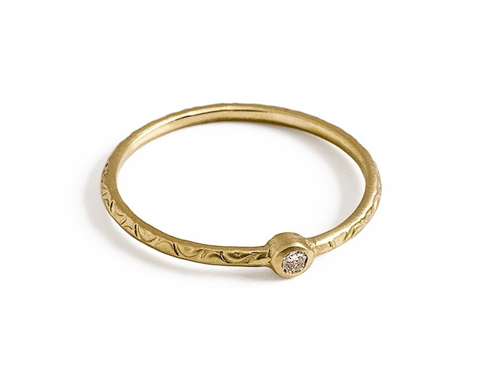 14K Solid Yellow Gold Ring Diamond Engagement Ring Beautiful - Etsy