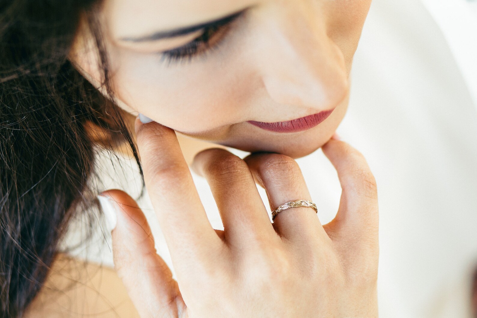 14K Yellow Gold Braid Rings, Delicate Braided Wedding Band, Woven ...