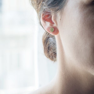 14k Solid Gold Hammered Flat Round Post Earringsgold - Etsy