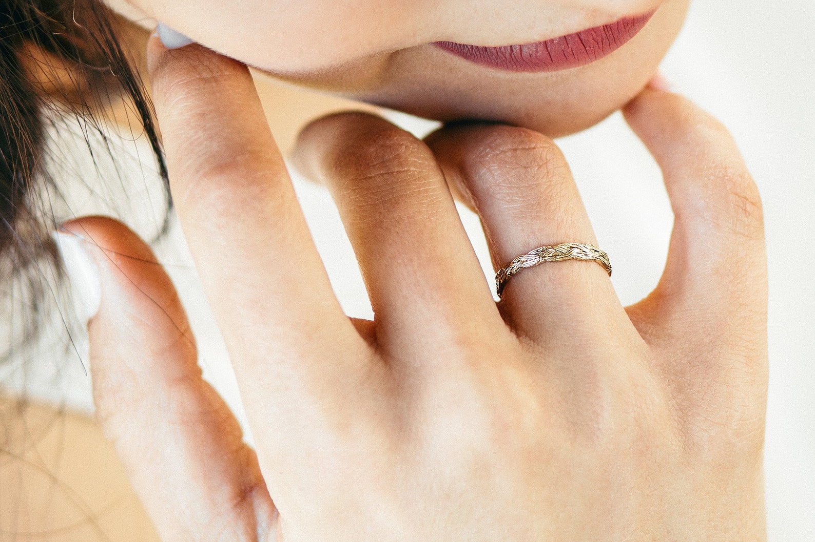 14K Yellow Gold Braid Rings, Delicate Braided Wedding Band, Woven ...