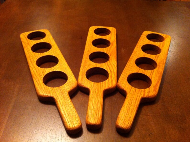 3 Hand Made Red Oak Beer Flight Paddle With or Without 7ounce Glasses ...