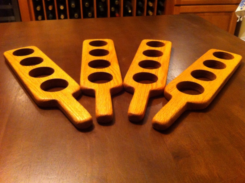 4 Hand Made Red Oak Beer Flight Paddle With or Without 7ounce Glasses ...