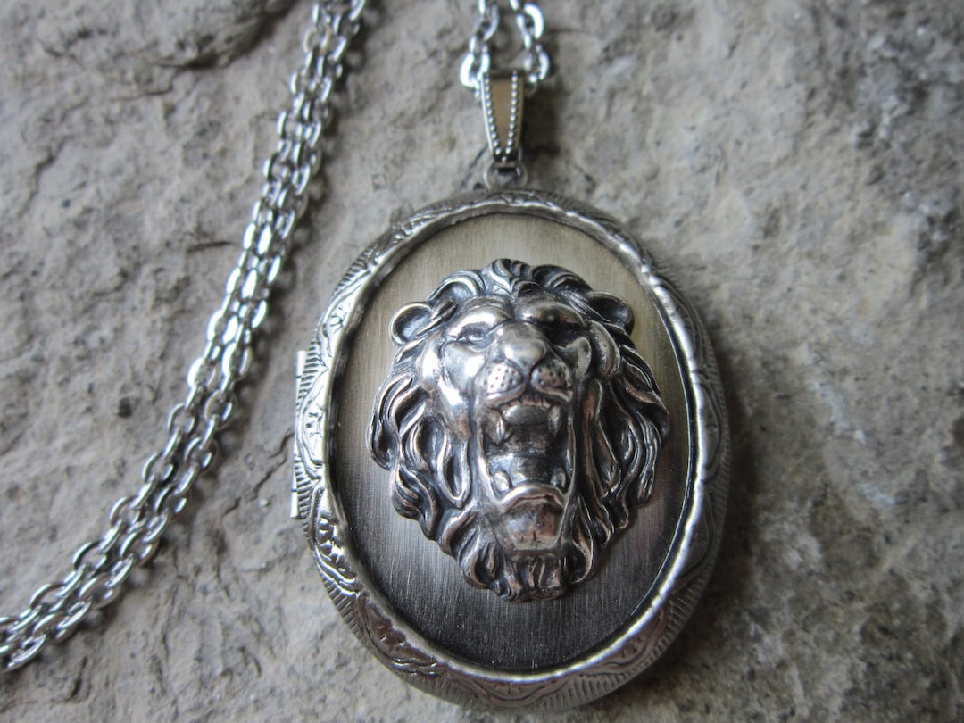 Choose Antiqued Silver or Bronze - Lion's Head Lockets - High Quality ...
