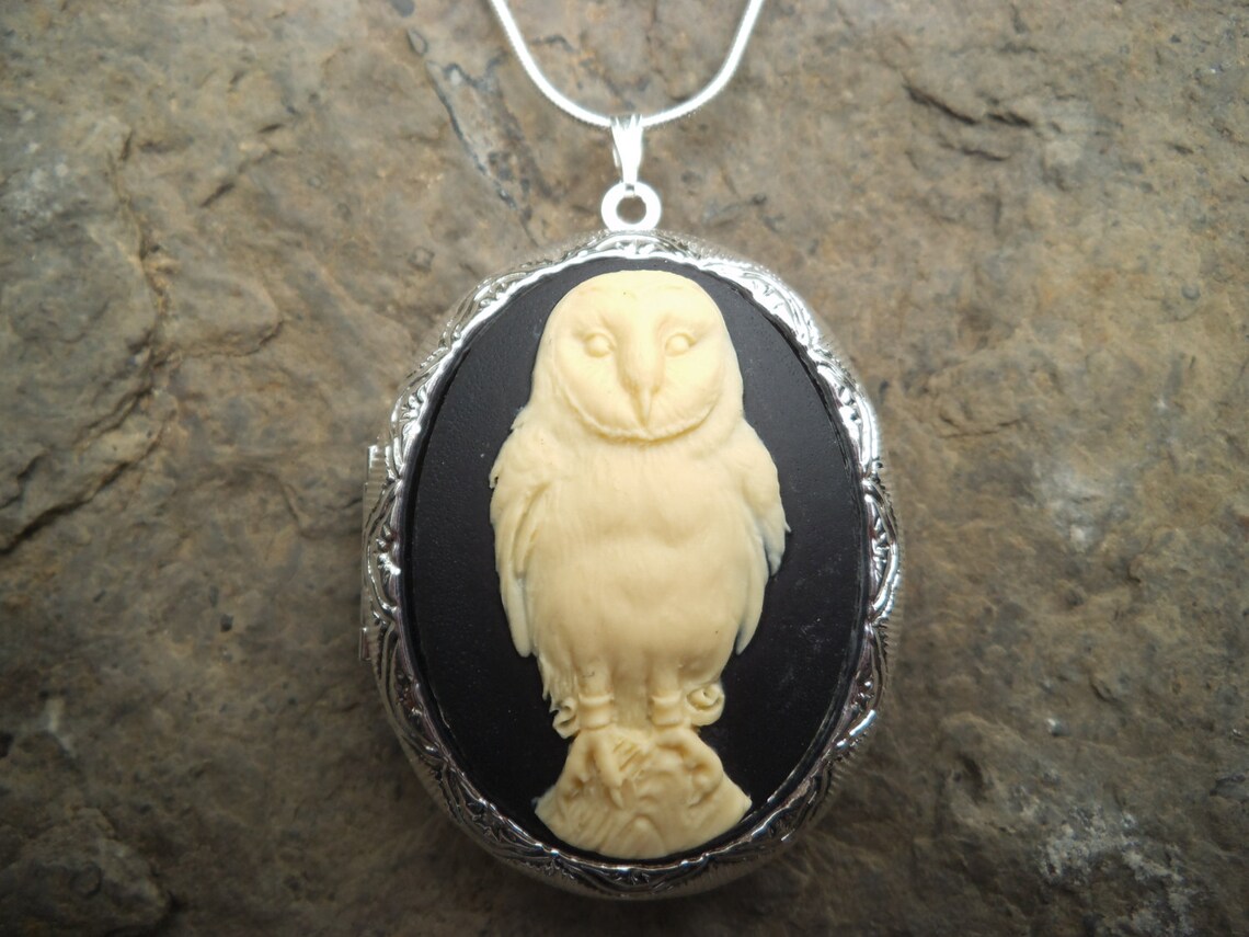 Locketstunning Barn Owl Pendant Locket 2 Long.925 - Etsy