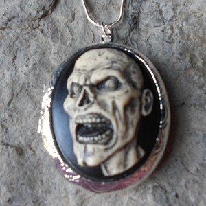 Choose Bronze or Silver Hand Painted Zombie Cameo Locket Halloween ...