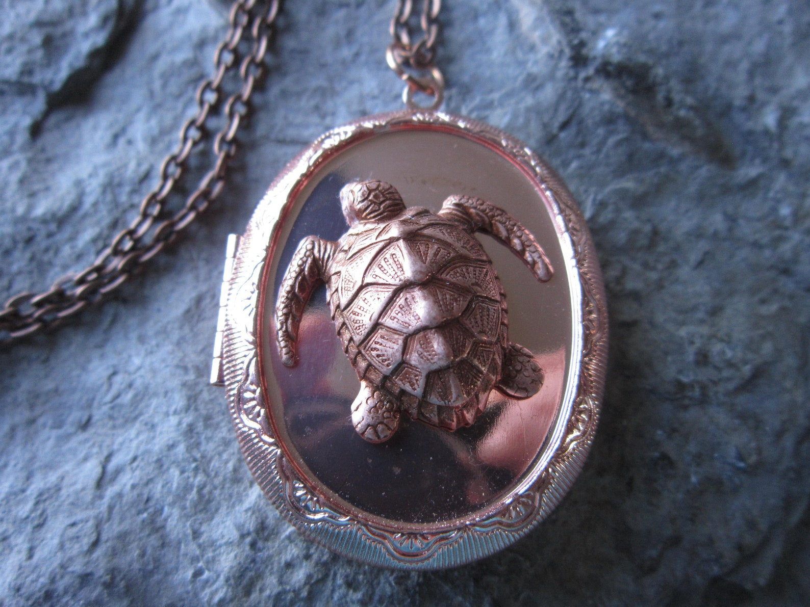 Choose Antiqued Silver, Silver, Gold, Rose Gold - Sea Turtle Locket ...