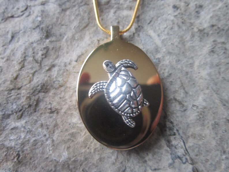 Choose Stainless or Gold - Sea Turtle Stainless Steel Urn Necklace ...