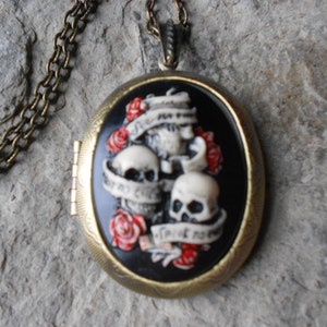 CAMEO LOCKET-- Skull and Roses, See No Evil, Hear No Evil, Speak No ...