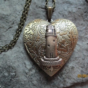 Bronze Lighthouse Heart Lockets - Great Quality - Nautical, Cruise ...
