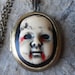 Choose Bronze or Silver Creepy Baby Doll Hand Painted Cameo Lockets ...