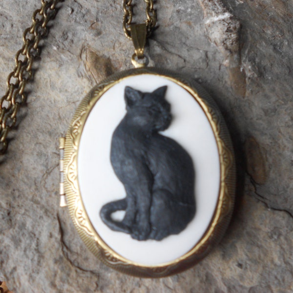 Antique Cat Locket Necklace - Etsy