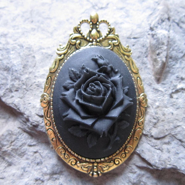 Black Rose Pin - Etsy