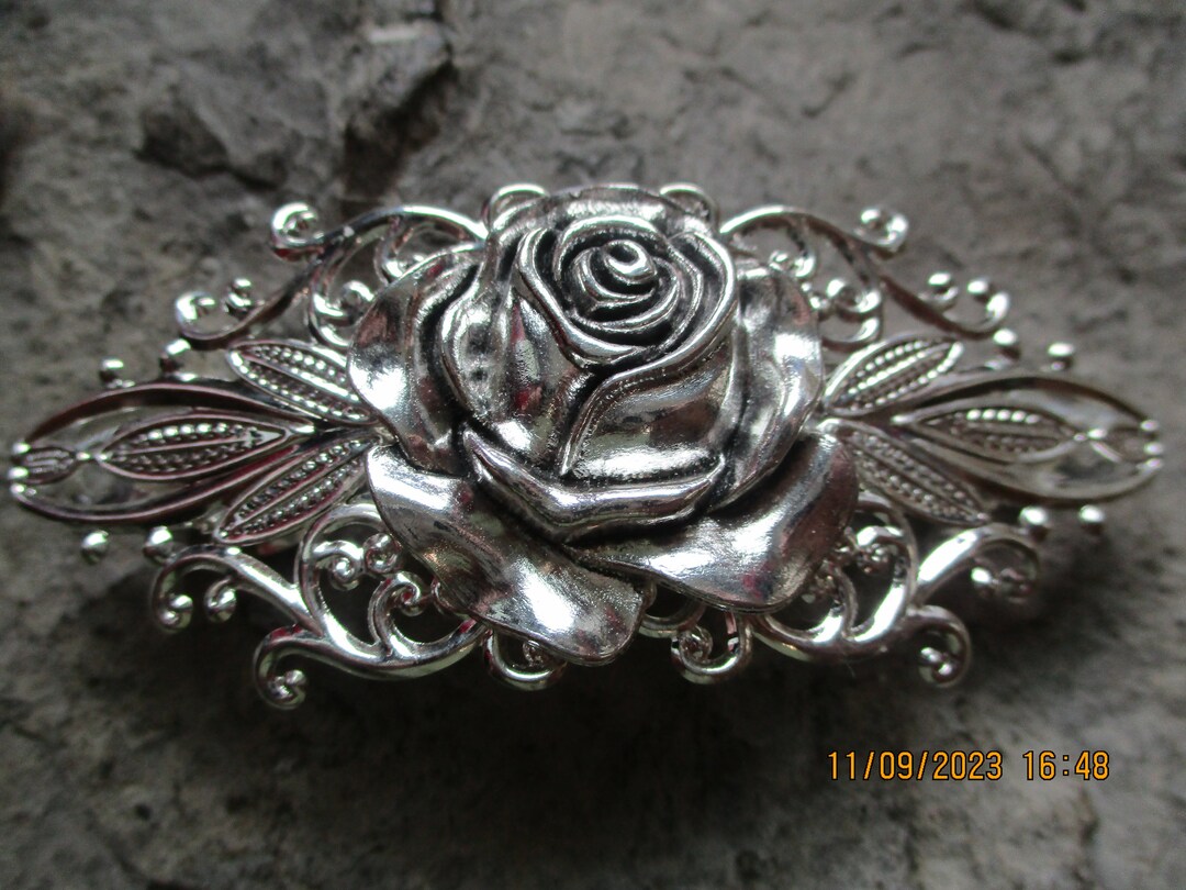 Silver Rose Filigree Barrette - Hair Accessory - Hair - Unique Rose ...