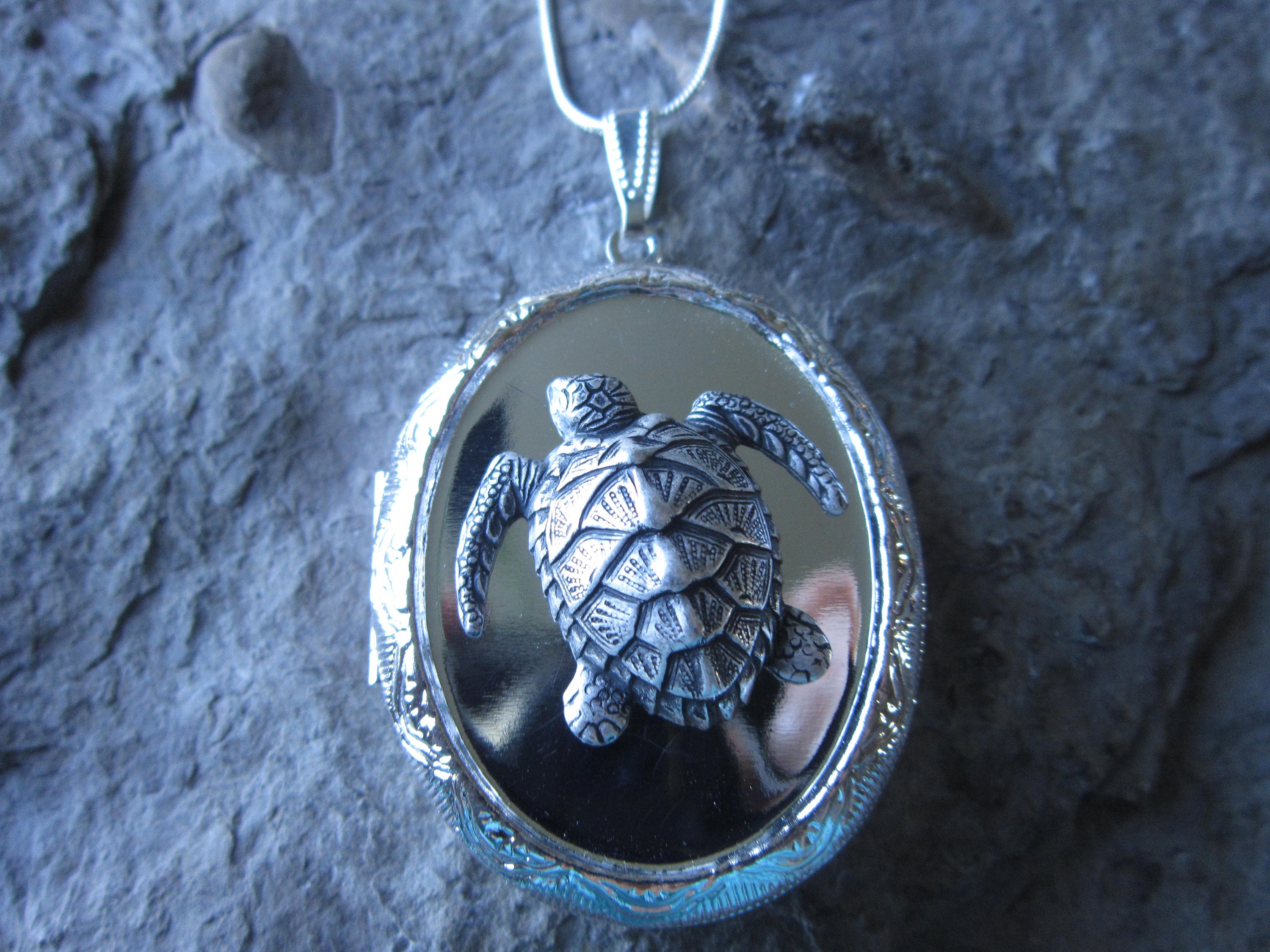 Choose Antiqued Silver, Silver, Gold, Rose Gold - Sea Turtle Locket ...