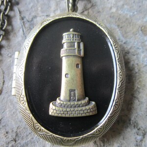 Stunning Lighthouse Pendant Bronze Lockets- 2" Long - Bronze - Black ...