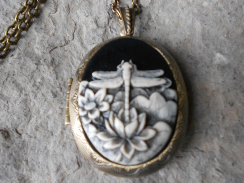 BRONZE Locketstunning Dragonfly Cameo hand Painted Locket - Etsy