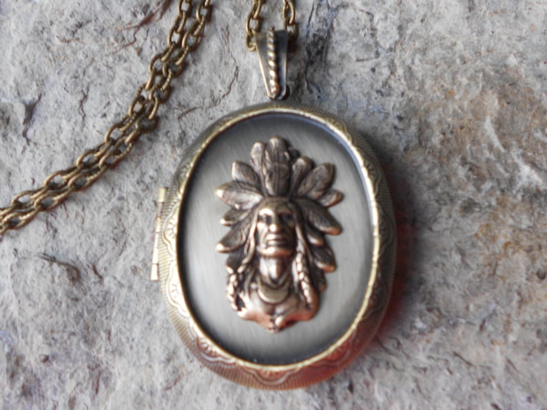 Stunning Native American Indian Chief Bronze Locket 2 - Etsy