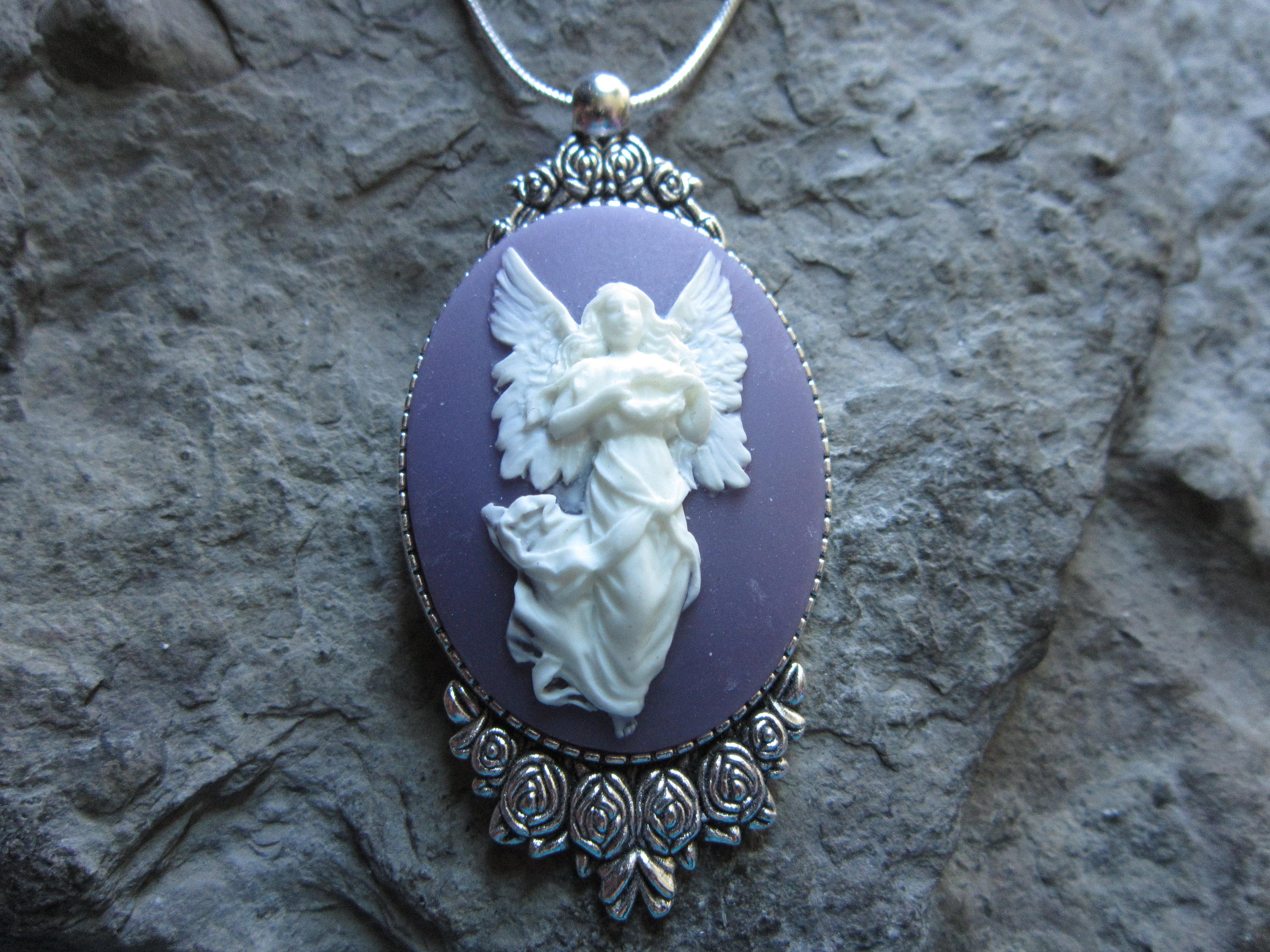 Choose Cameo Background Color Stunning Guardian Angel Cameo | Etsy