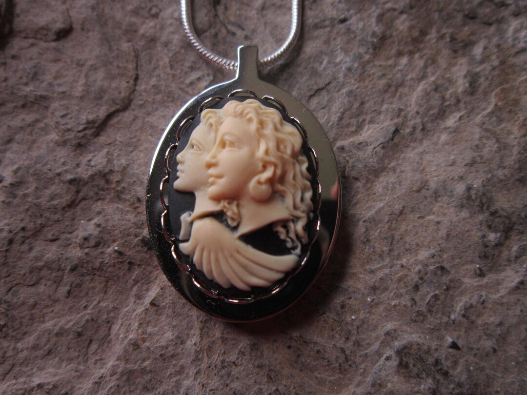 Choose Black or Blue - Guardian Angels, Sisters Cameo Stainless Steel ...