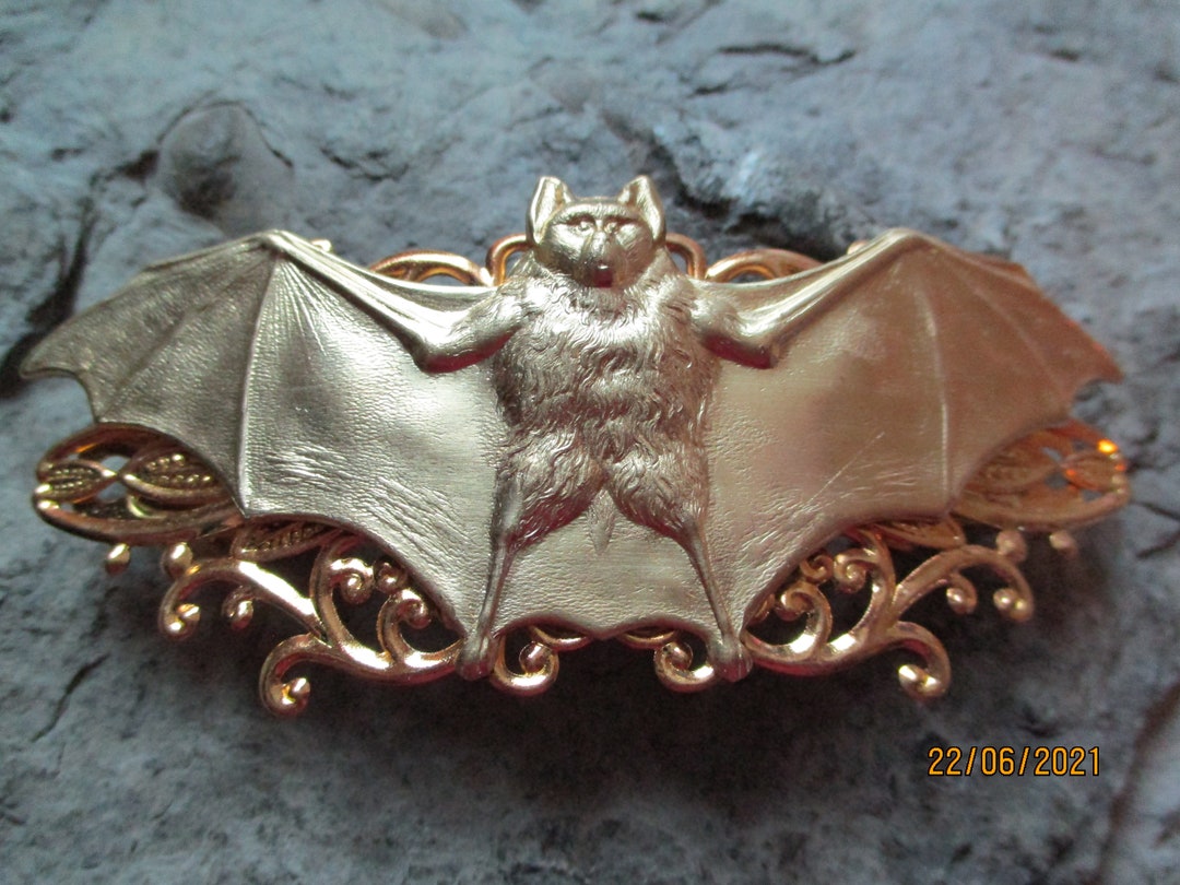 Vampire Bat Gold Filigree Barrette - Hair Accessory - Hair Jewelry ...