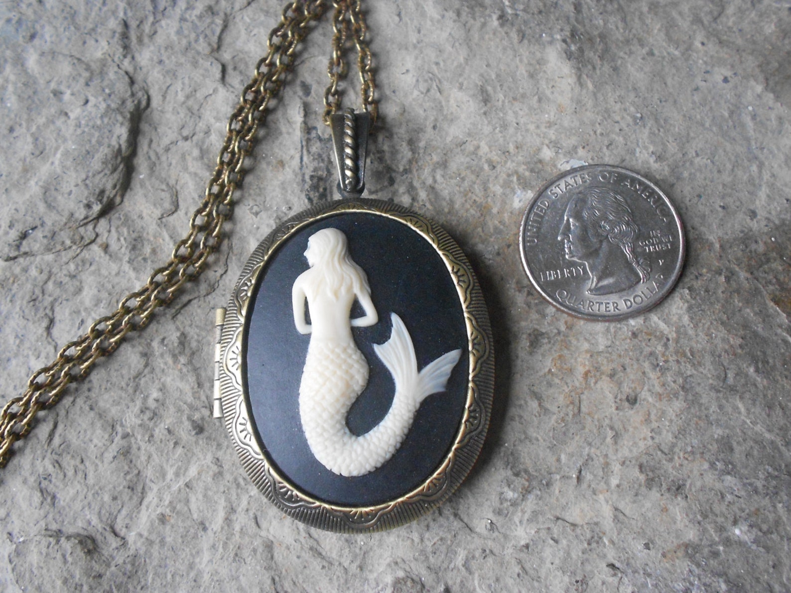 Locket--stunning Mermaid Pendant Lockets- 2" Long - Bronze - Antique ...