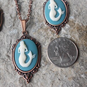 Stunning 2 Piece Copper Set- Mermaid Cameo Necklace and Earrings ...