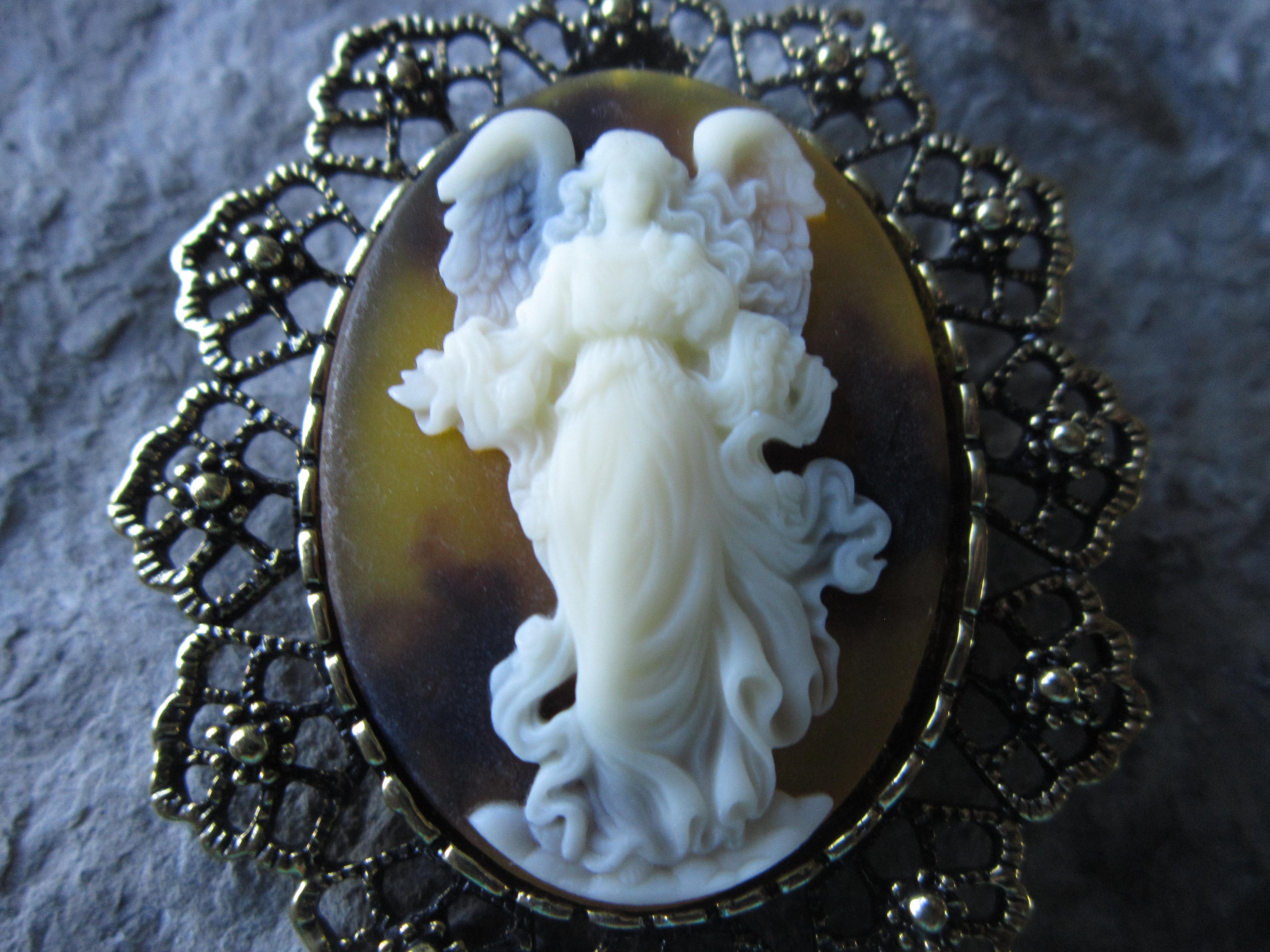 Choose Gold or Silver 2 in 1 Guardian Angel Cameo | Etsy