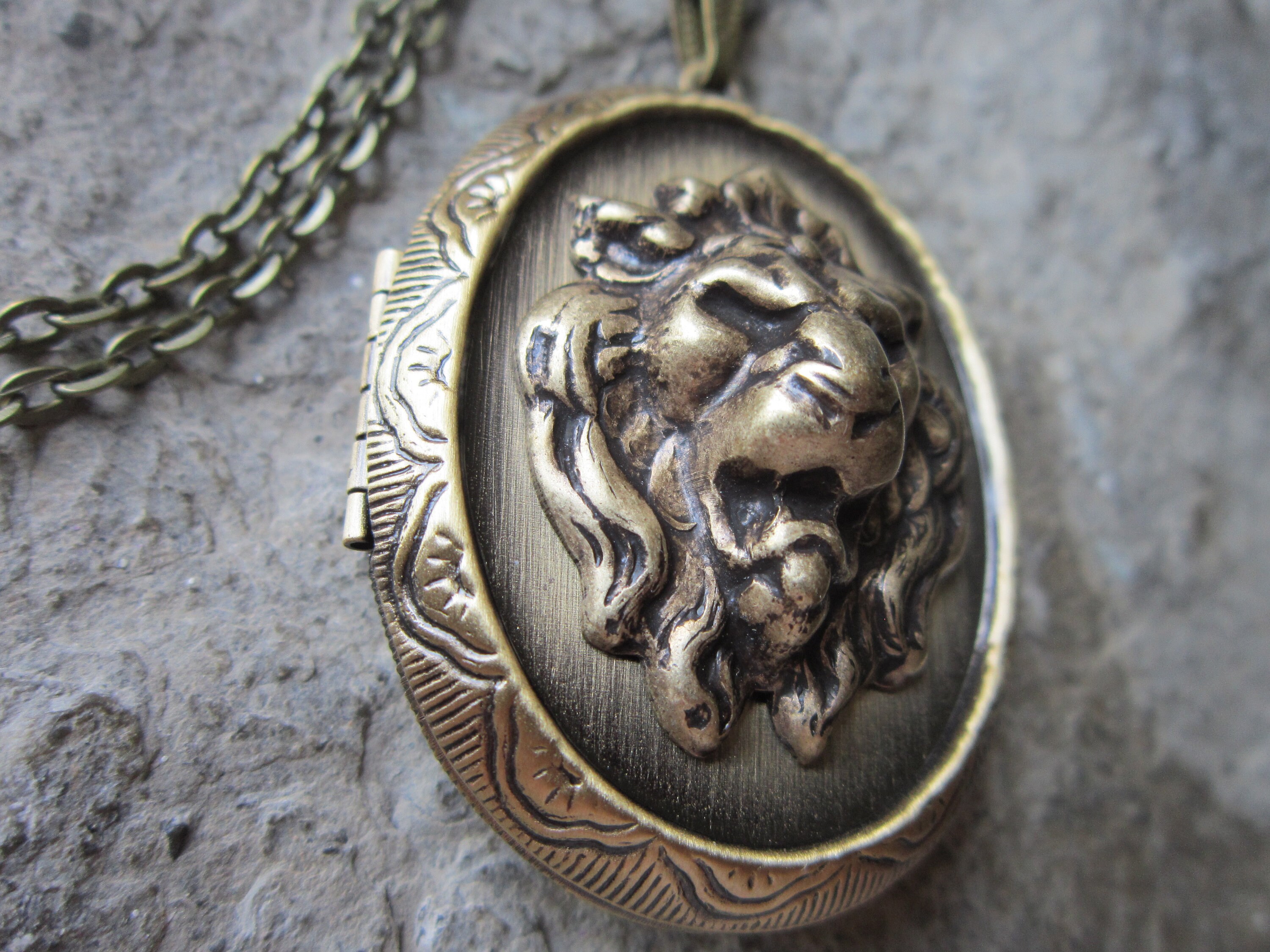 Choose Bronze or Antiqued Silver - Lion's Head Lockets - High Quality ...