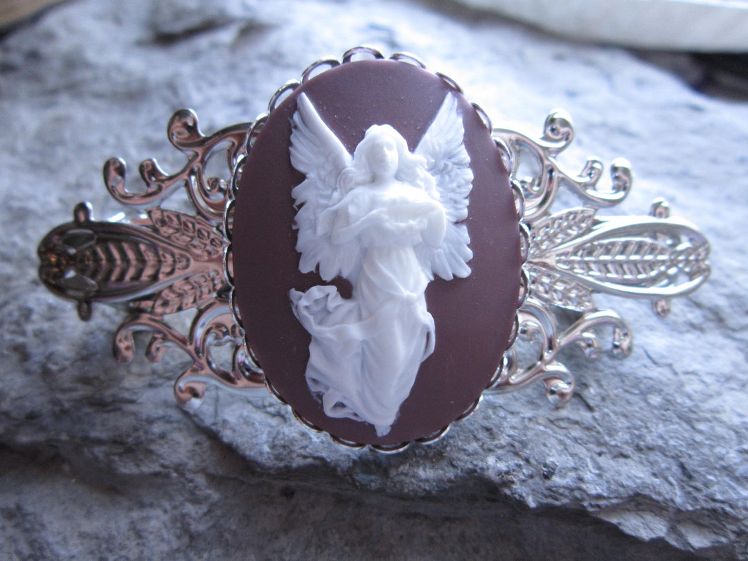 Choose Silver, Gold or Bronze - Angel Cameo (burgundy) Bronze Filigree ...